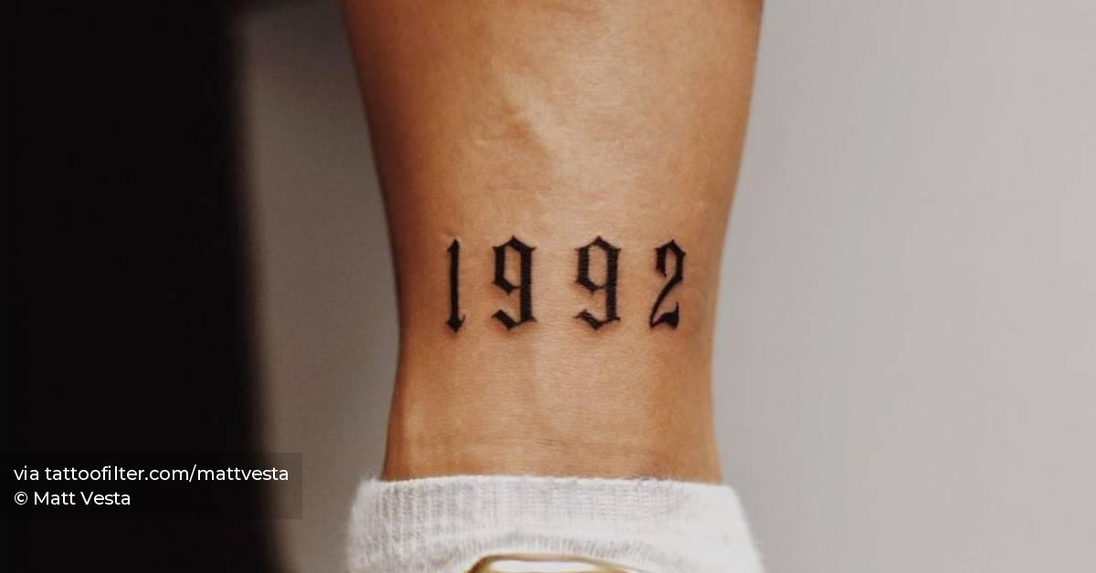1992 Lettering Tattoo On The Ankle 1992 Lettering Tattoo On The Ankle