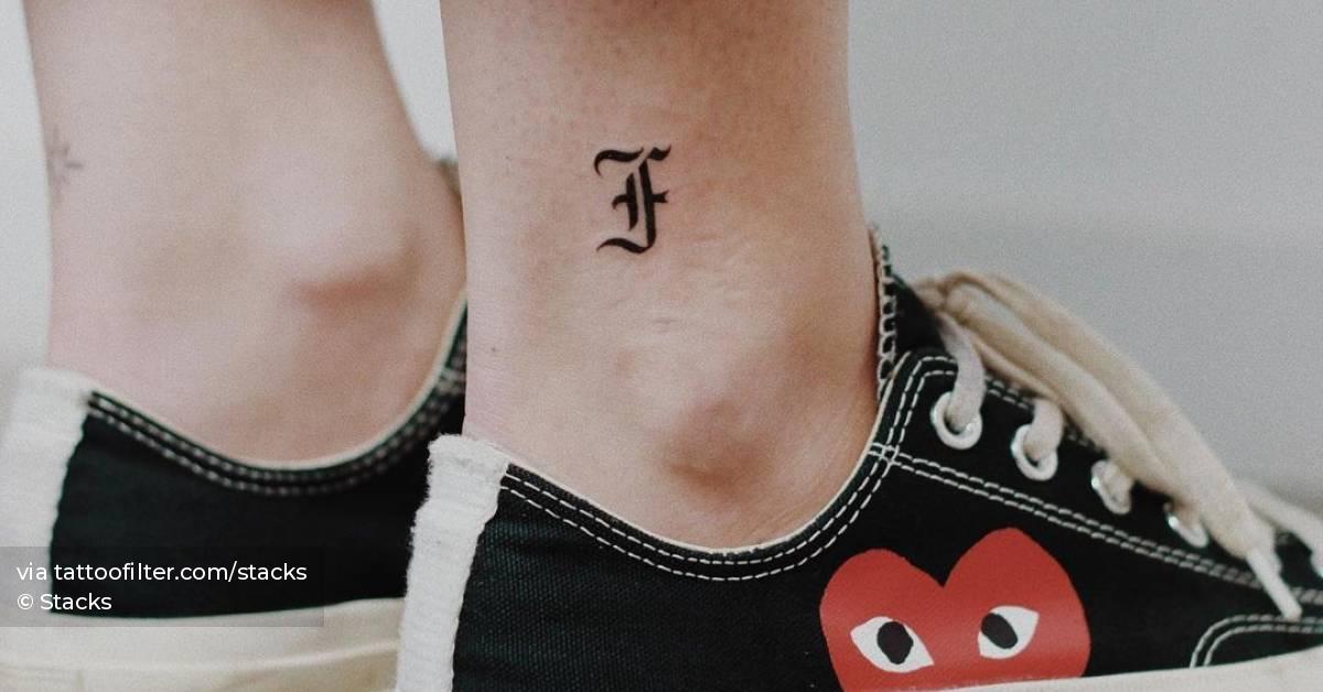 Letter "F" tattooed on the ankle
