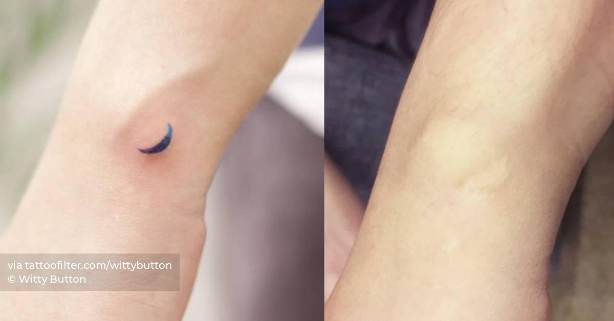 Scar cover up crescent moon tattoo on the wrist