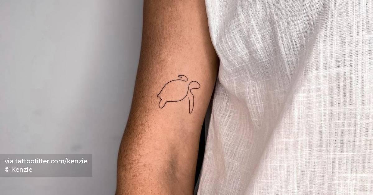 Minimalist one line turtle tattoo
