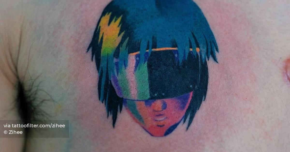 Ghost in the shell tattoo on the chest