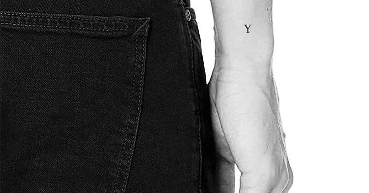 Serif capital Y letter temporary tattoo, get it here