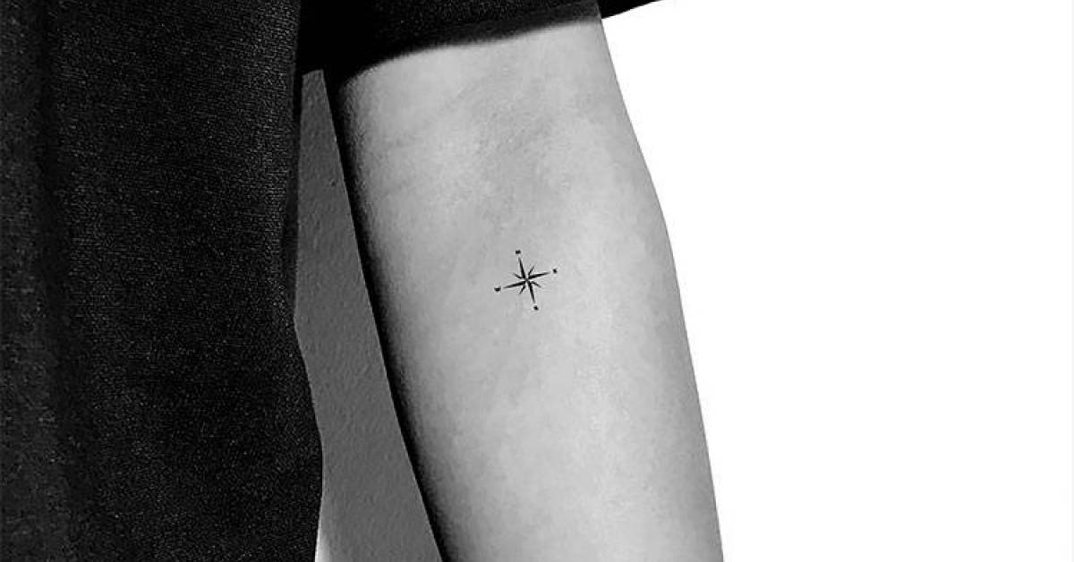 Minimalist compass rose temporary tattoo, get it here