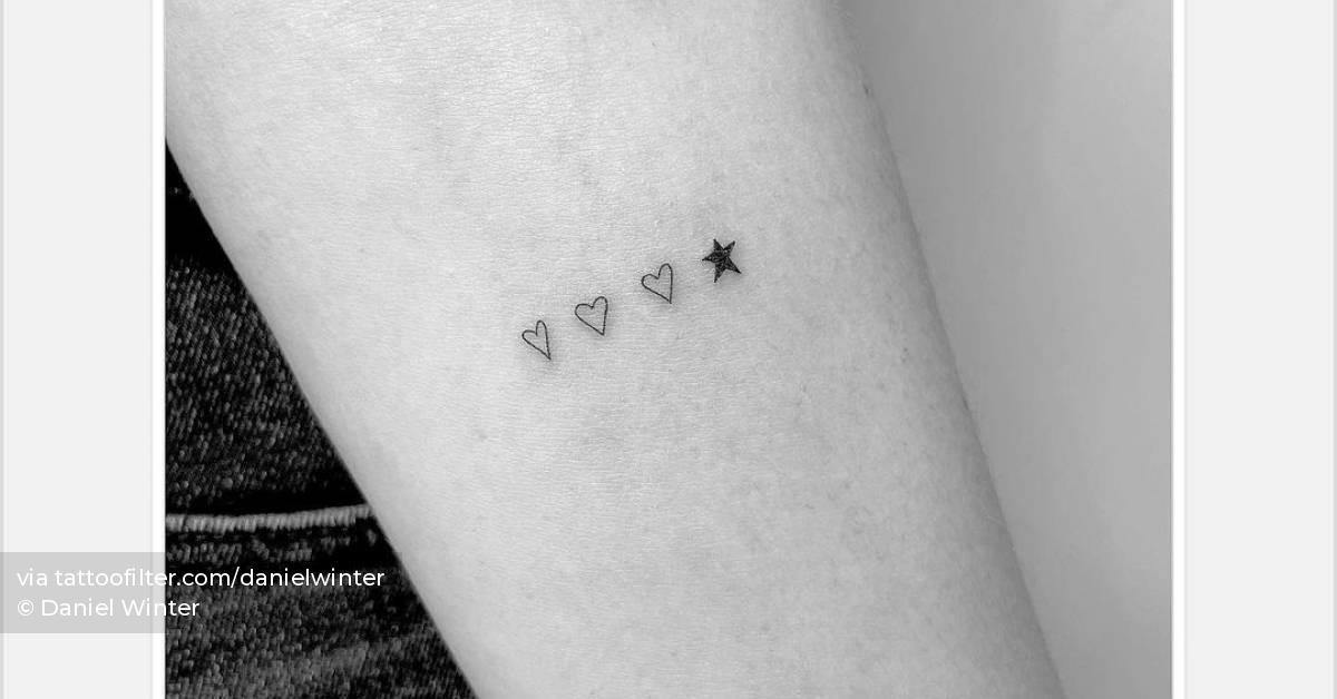 3 HEARTS AND STAR TATTOO The three differently shaped