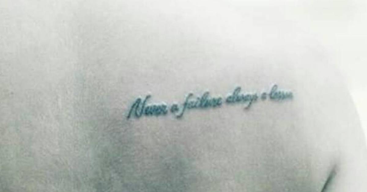 "Never a failure, always a lesson tattoo on Ilaria