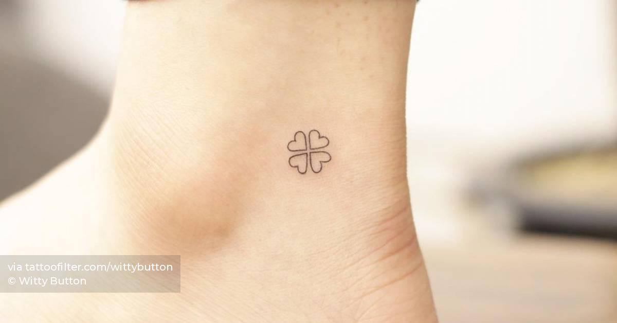 Minimalist four leaf clover tattoo on the ankle