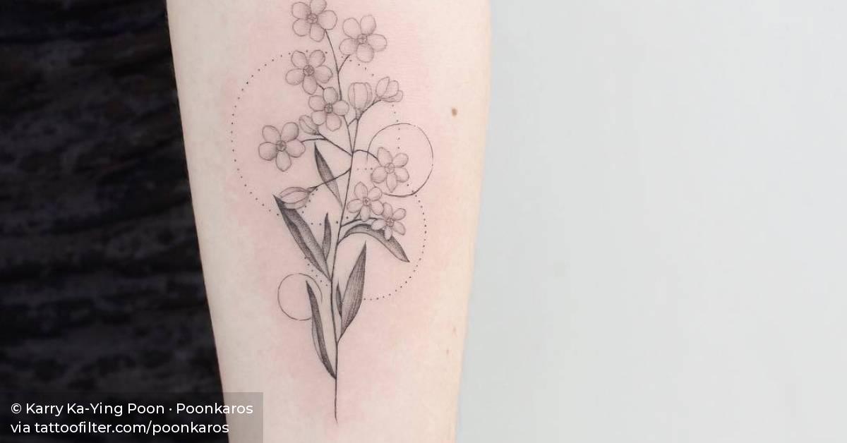 Single needle Forget-me-nots tattoo on the left inner