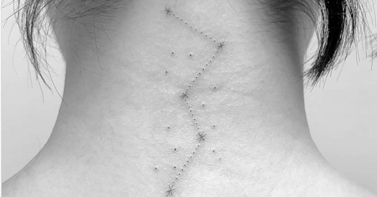 Cassiopeia constellation tattoo on the back of the