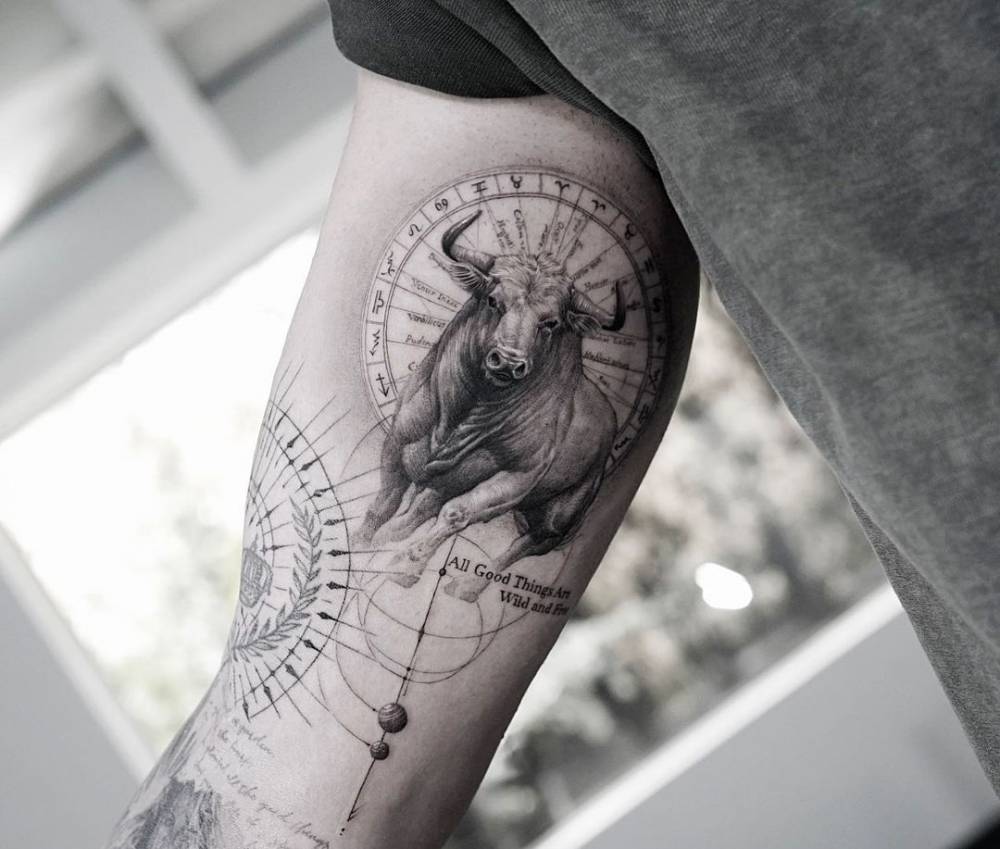 Taurus Tattoo On The Inner Arm Taurus Tattoo On The Inner Arm