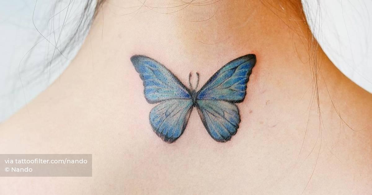 Micro-realistic butterfly tattoo
