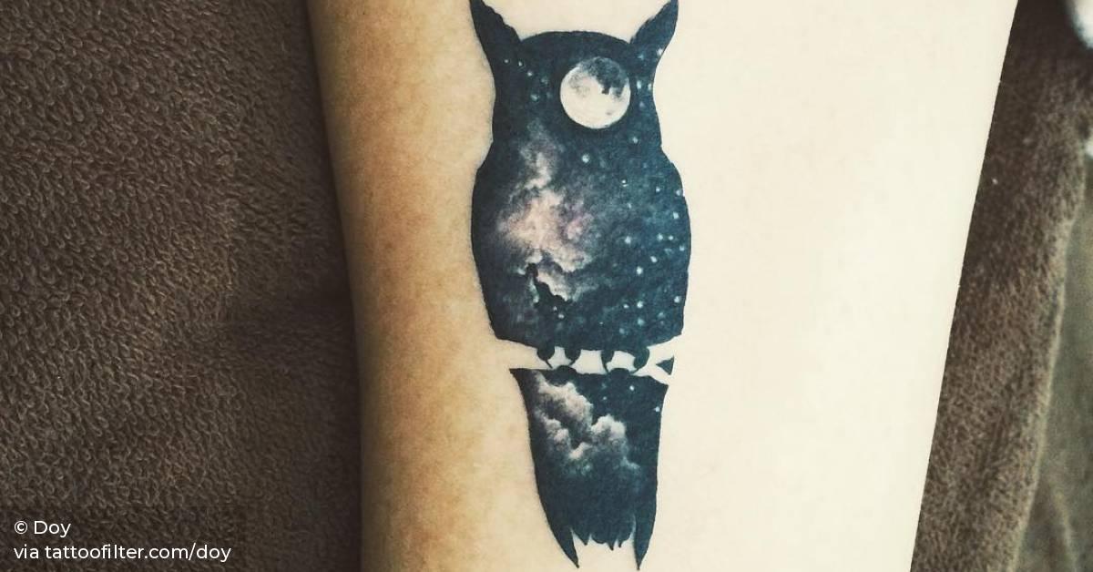 Little Owl And Moon Tattoo Fine Line Forearm Tattoo Owl And Moon