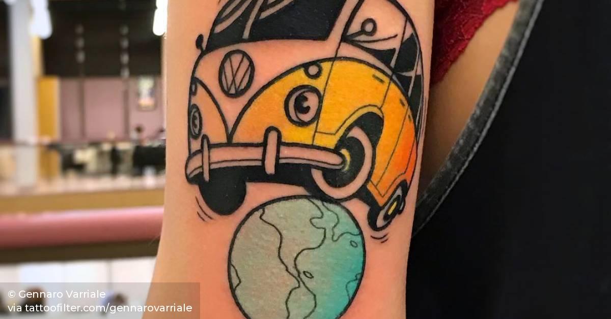 Volkswagen Type 2 (T1) van tattoo on the back of the
