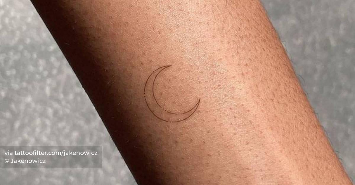 Small fine line crescent moon temporary tattoo designed