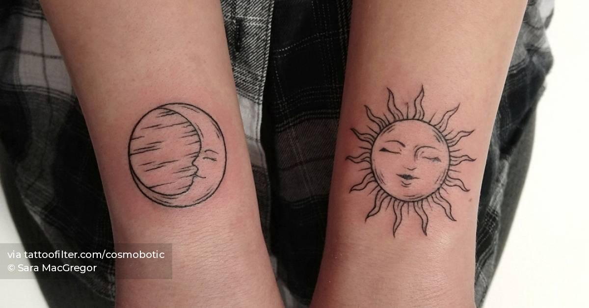 Fine line sun and moon.