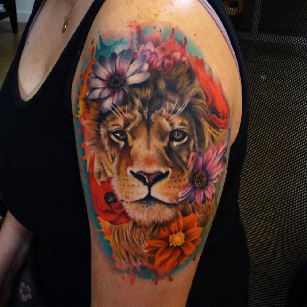 Lion Flower Tattoos Temporary Tattoowala Lion With Flower Tattoo Lion Flower Tattoos Temporary Tattoowala Lion With Flower Tattoo