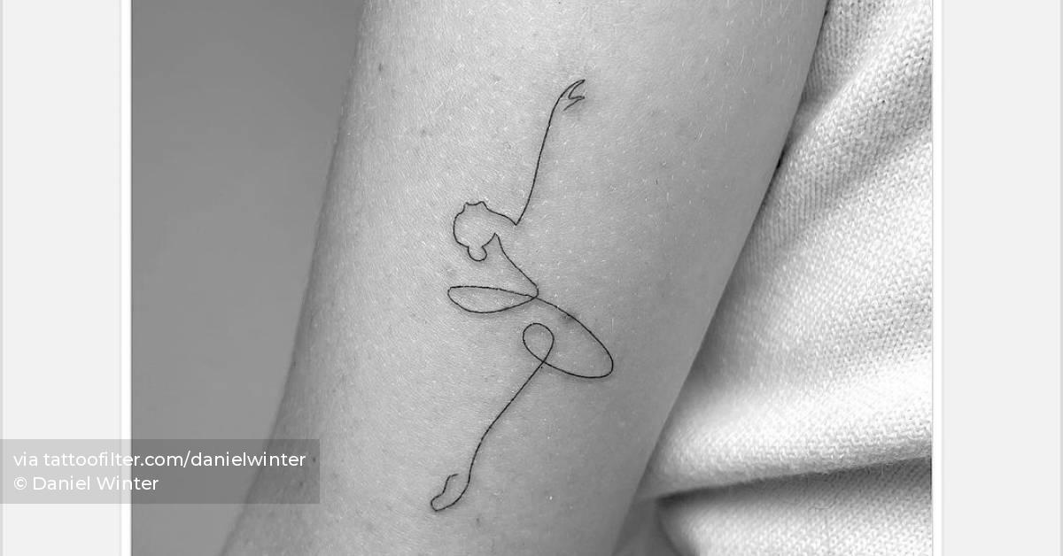 One line ballet dancer tattoo on Lilia Buckingham's