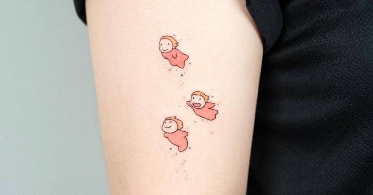 Ponyo tattoo on the upper arm.