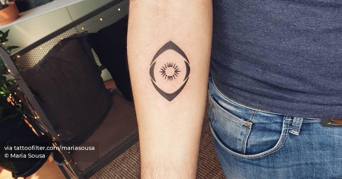 Eye tattoo on the inner forearm.