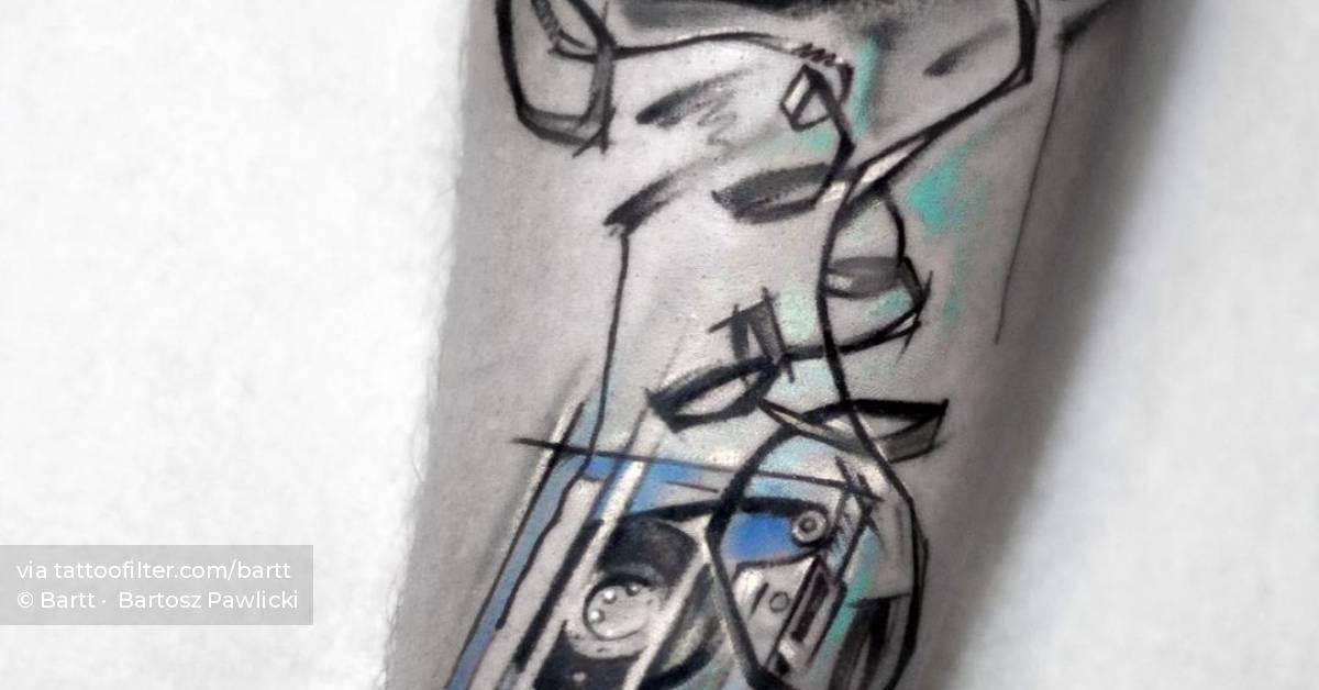 Sketch work cassette tape and turntable tattoo on the
