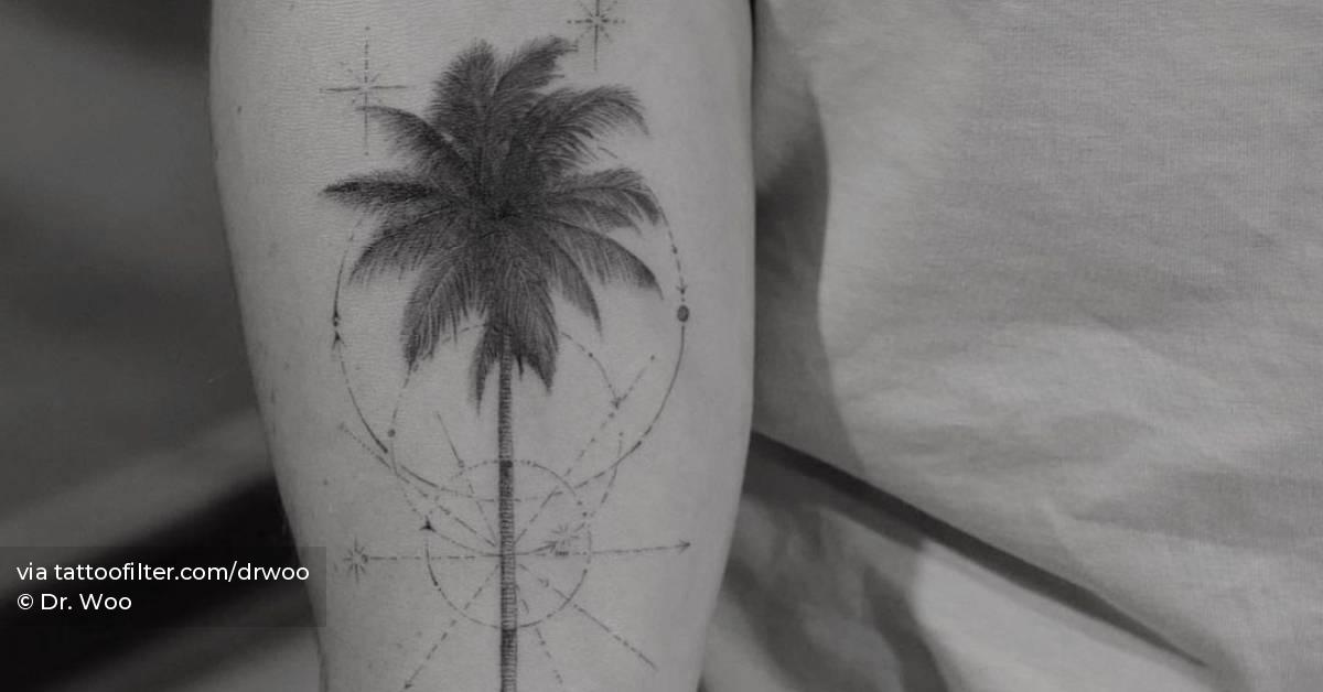 Single Needle Palm Tree Tattoo On Kygos Inner Forearm