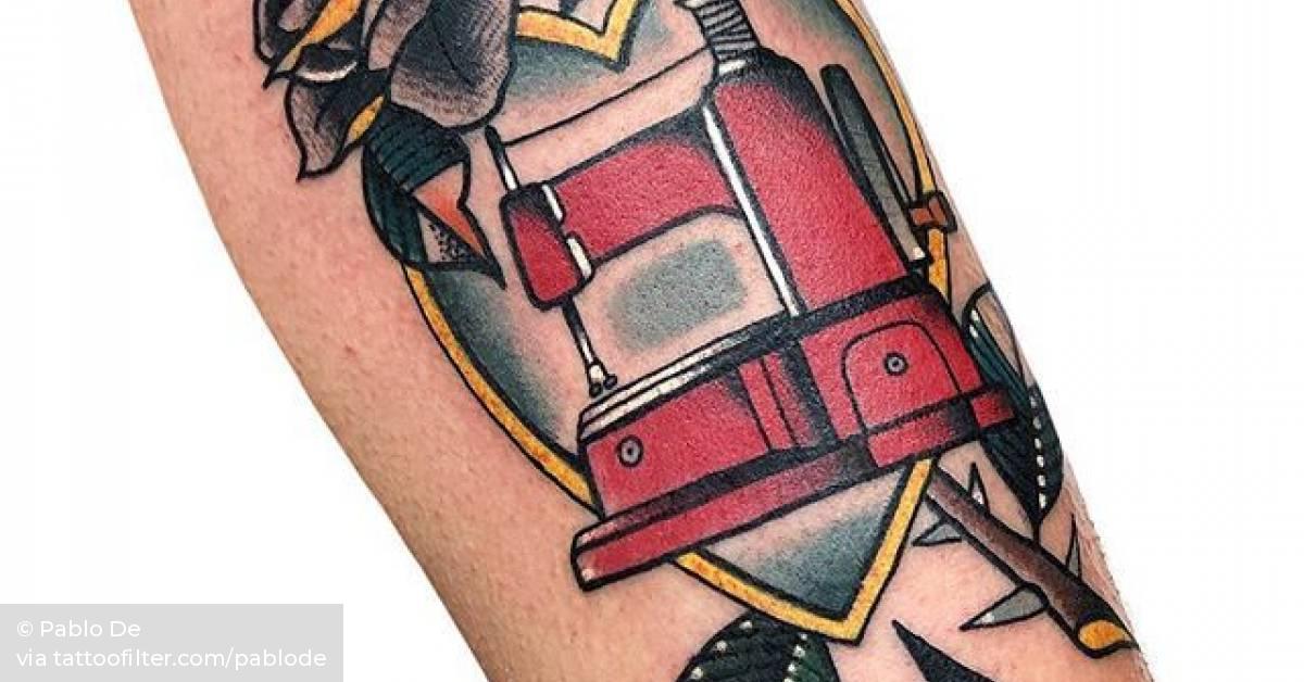 Sewing machine tattoo.