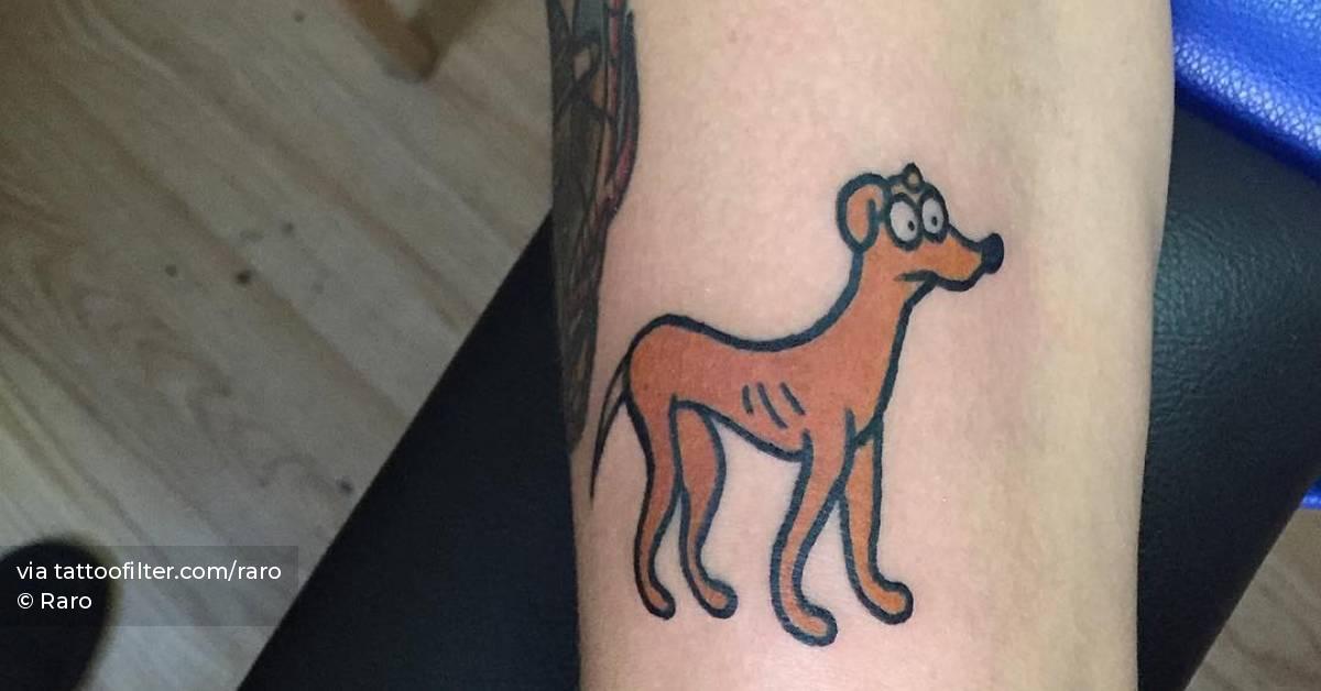 Santa's Little Helper tattoo on the tricep.