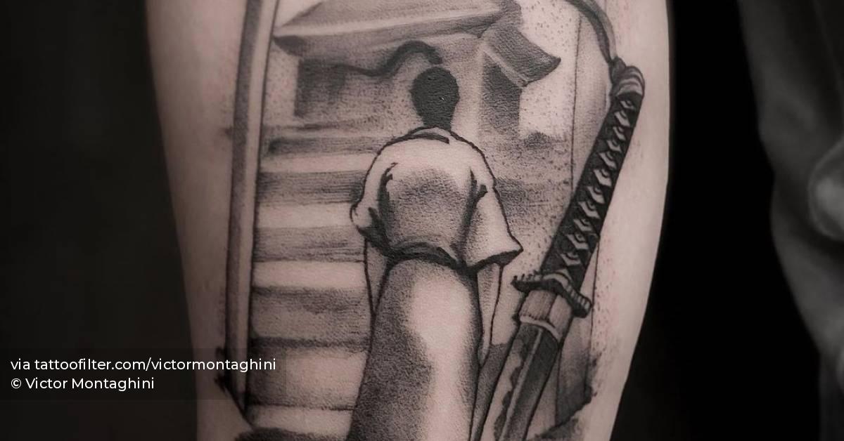 Sketch work samurai tattoo on the inner forearm.