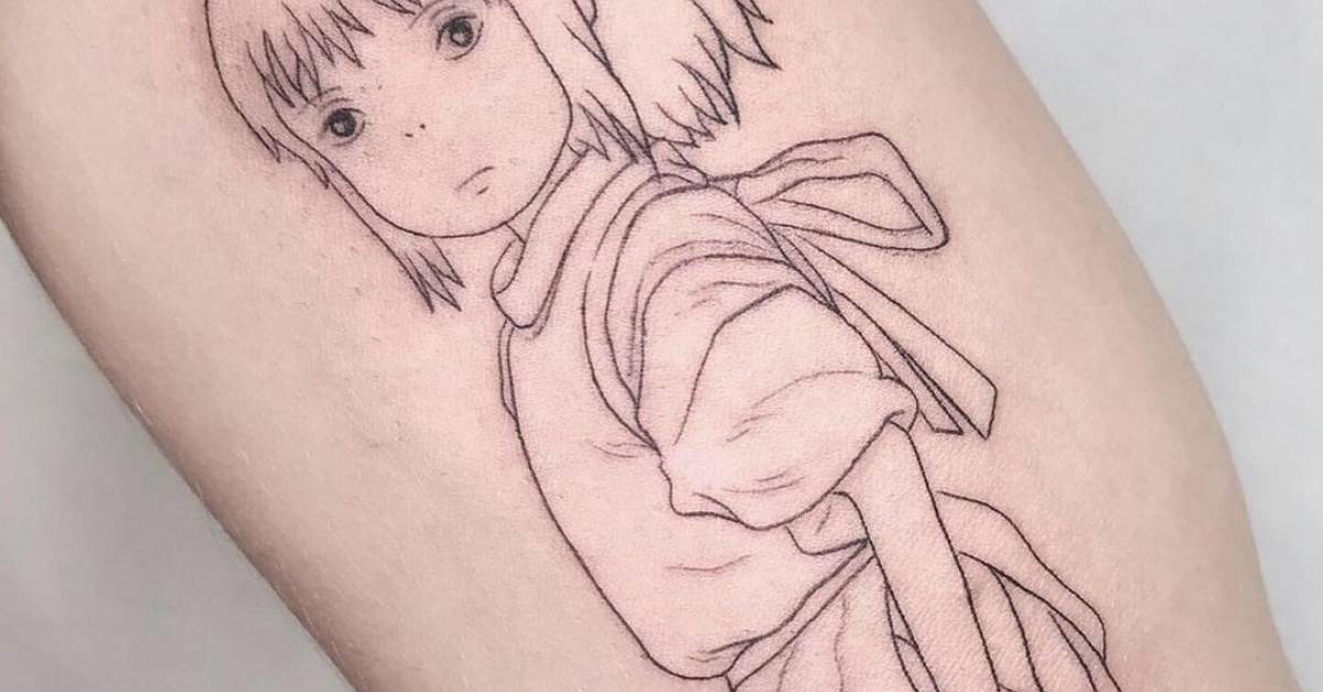 Fine line Chihiro tattoo on the inner arm.