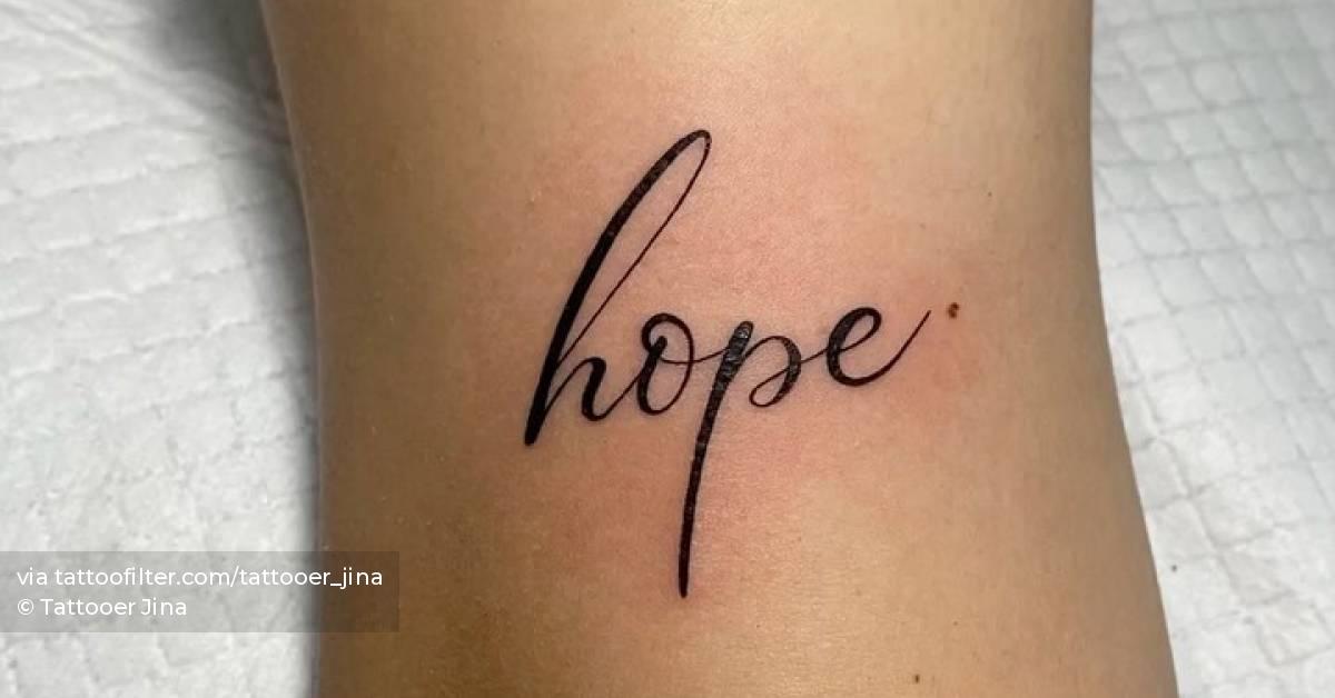"Hope" lettering tattoo on the tricep