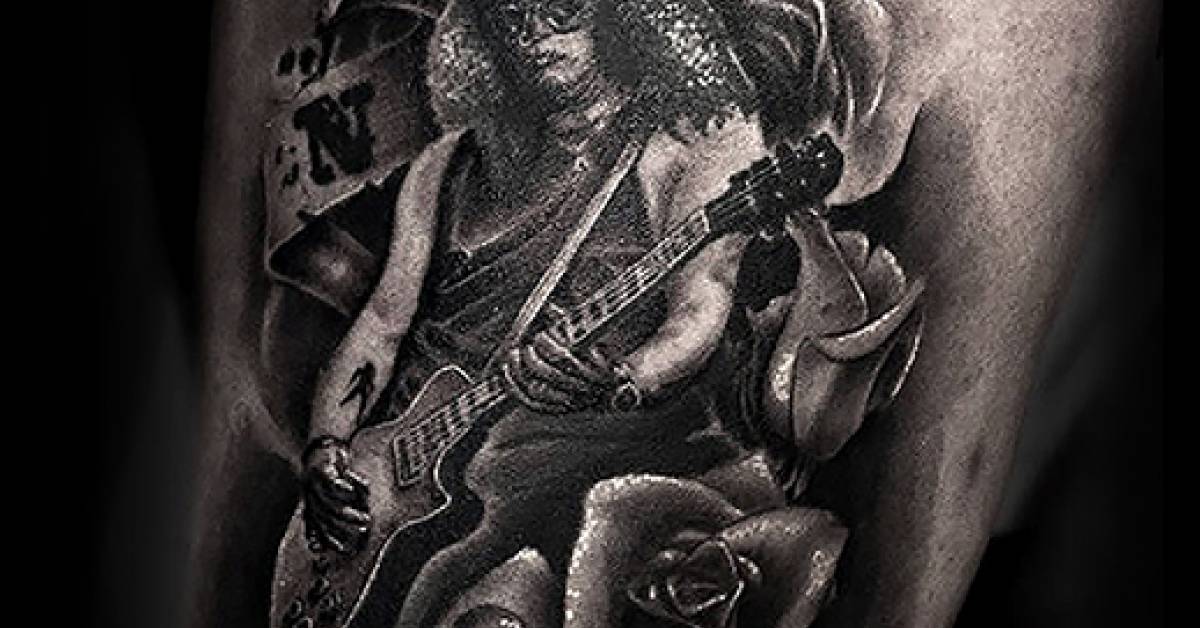 Slash Guns and Roses realistic tattoo
