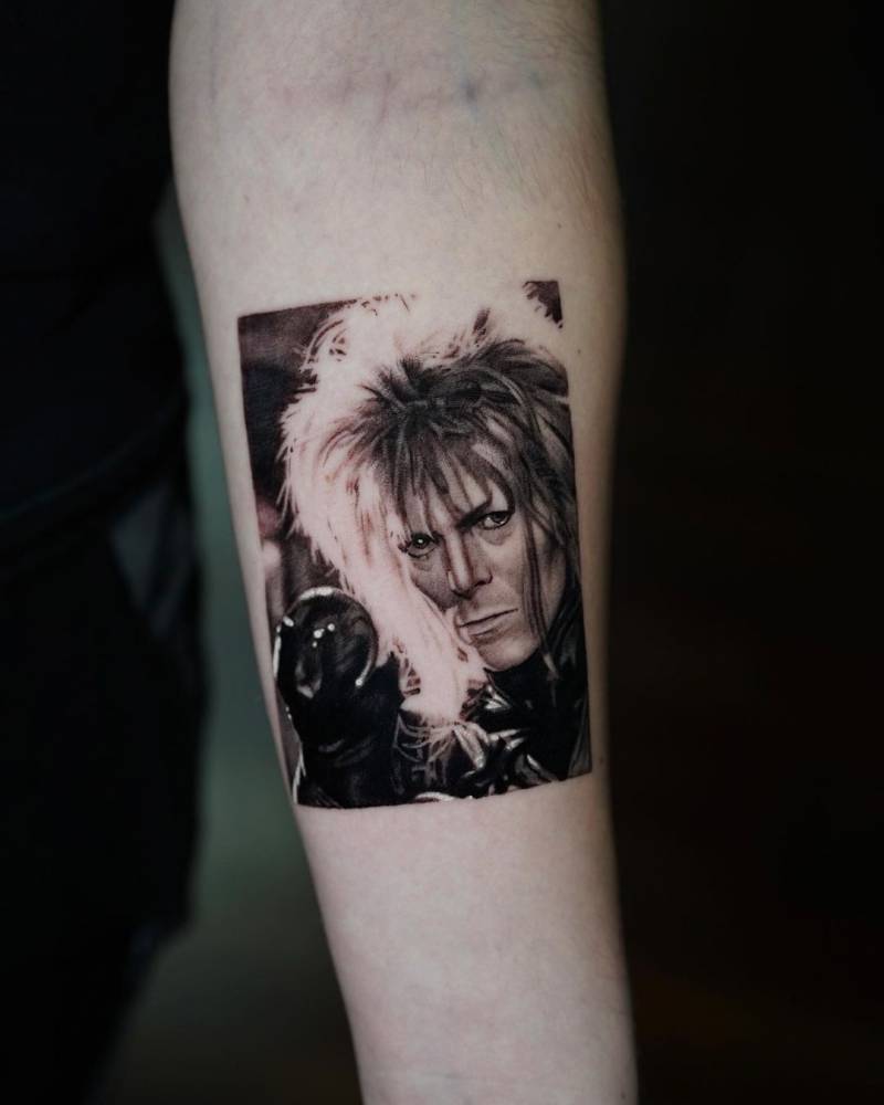 David Bowie Labyrinth Tattooed On The Inner Forearm David Bowie Labyrinth Tattooed On The Inner Forearm