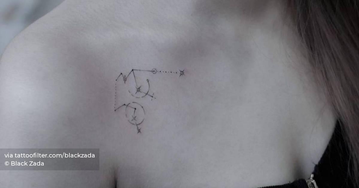 Fine line Aquarius Constellation tattoo on the