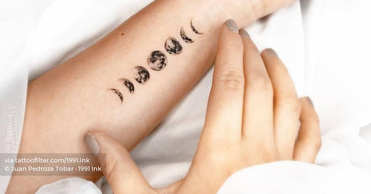 Micro-realistic moon phases tattoo on the inner