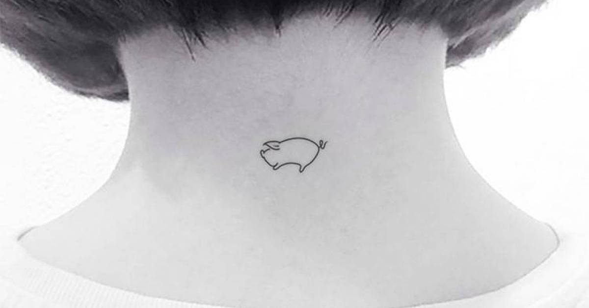Minimalist piggy temporary tattoo, get it here