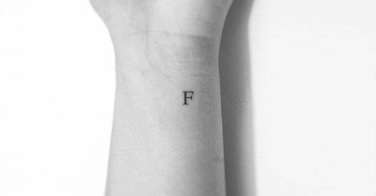 Serif capital F letter temporary tattoo, get it here