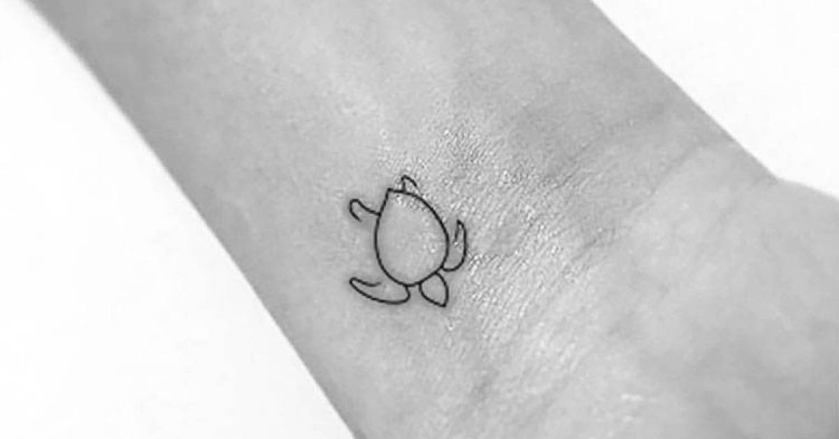 Fine line turtle temporary tattoo, get it here