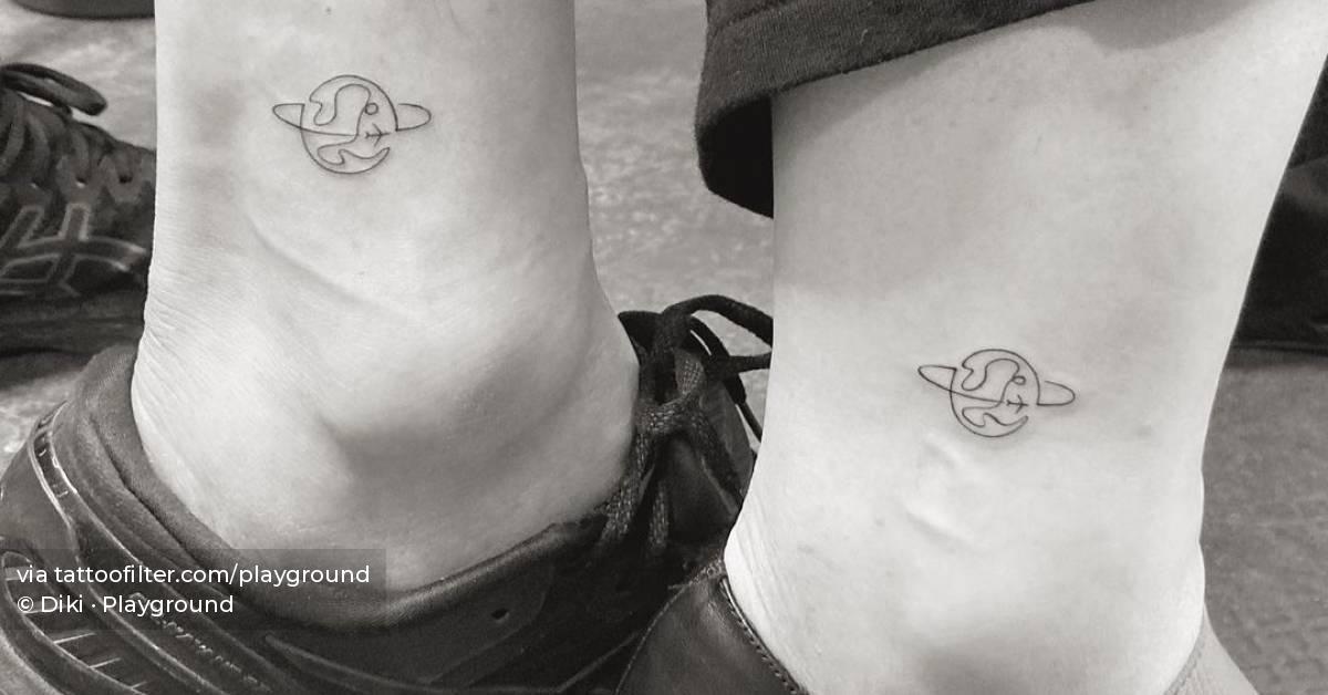 Fine line around the world matching tattoo for best