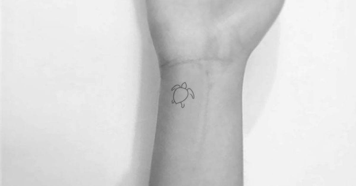 Fine line turtle temporary tattoo, get it here