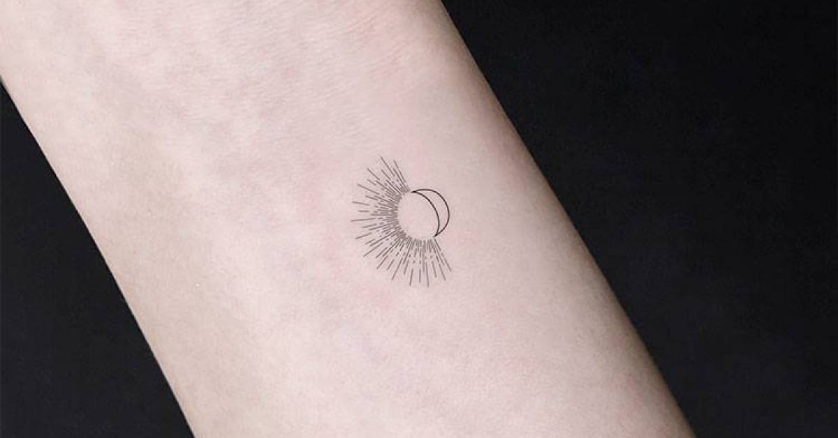 Fine line sun and moon temporary tattoo, get it here