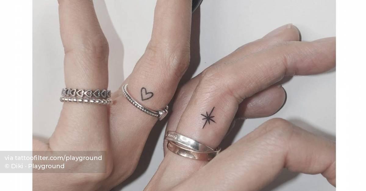 Matching heart and star tattoo for best friends.