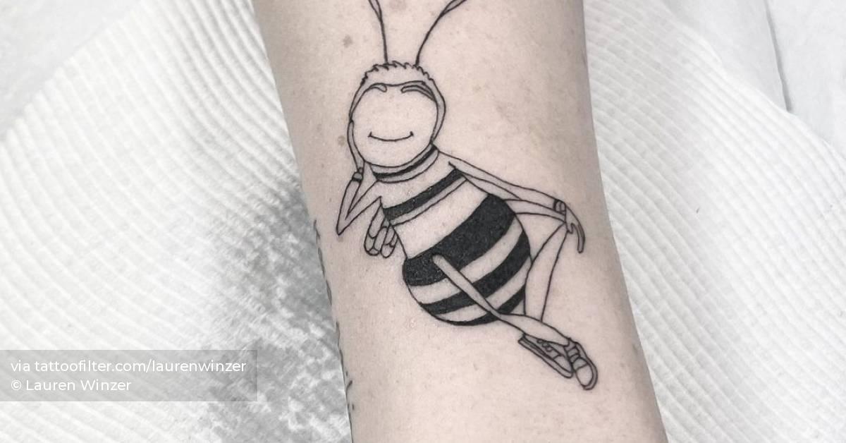 Bee tattoo on the wrist, originally designed by the own