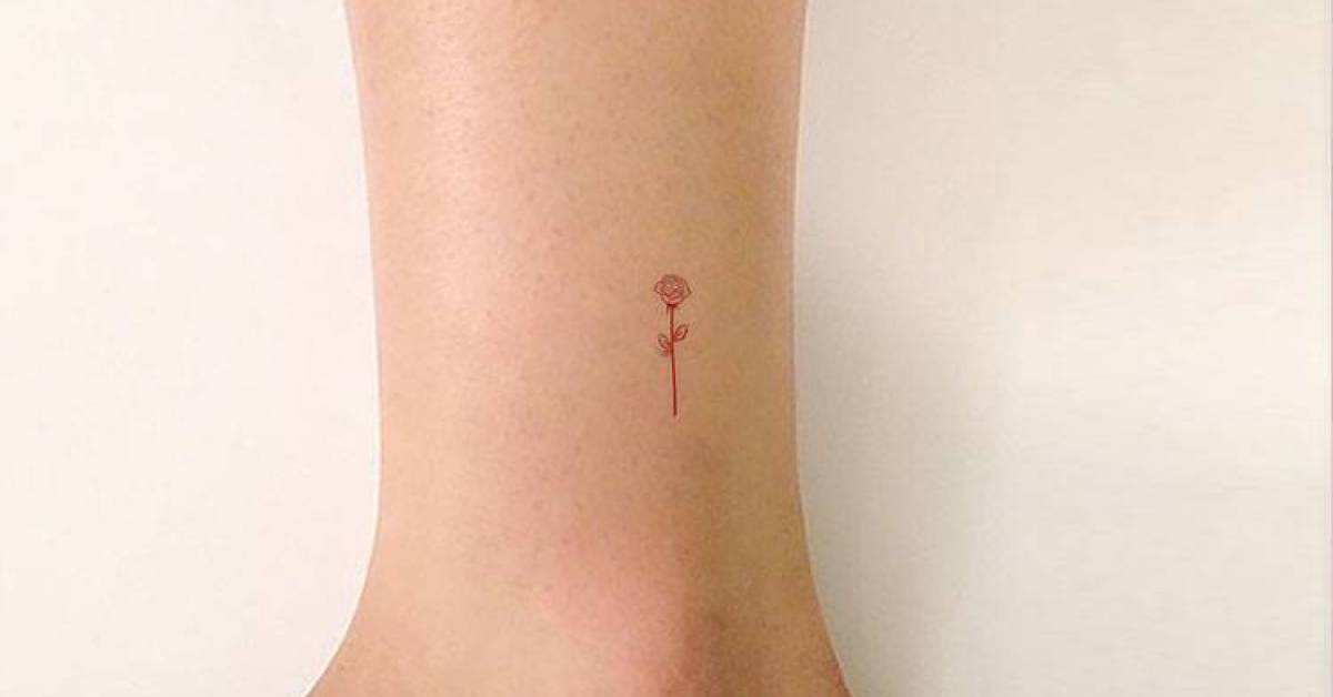 Red ink rose temporary tattoo, get it here