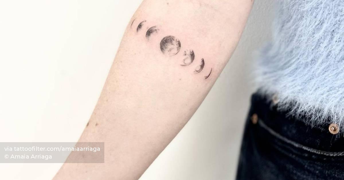 Micro-realistic moon phases tattoo done on the inner