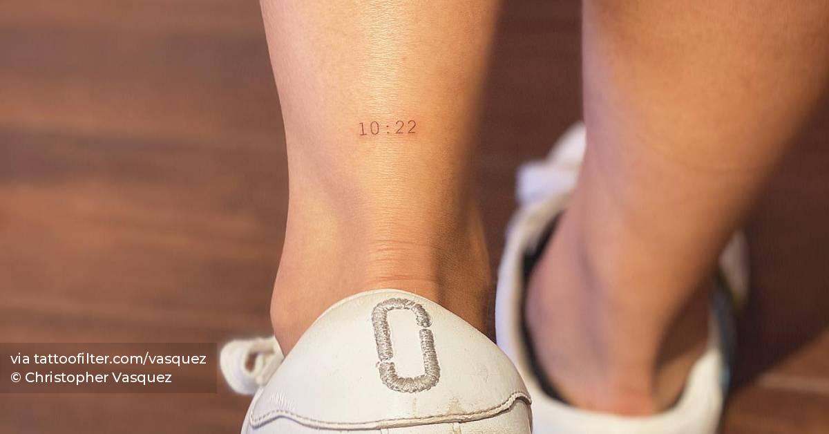 Small numbers tattoo located on the achilles.