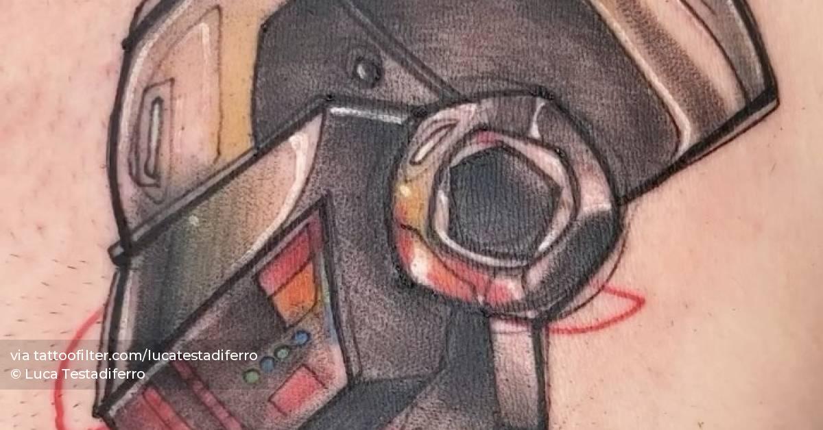 Sketchy style Daft Punk tattoo done on the chest.