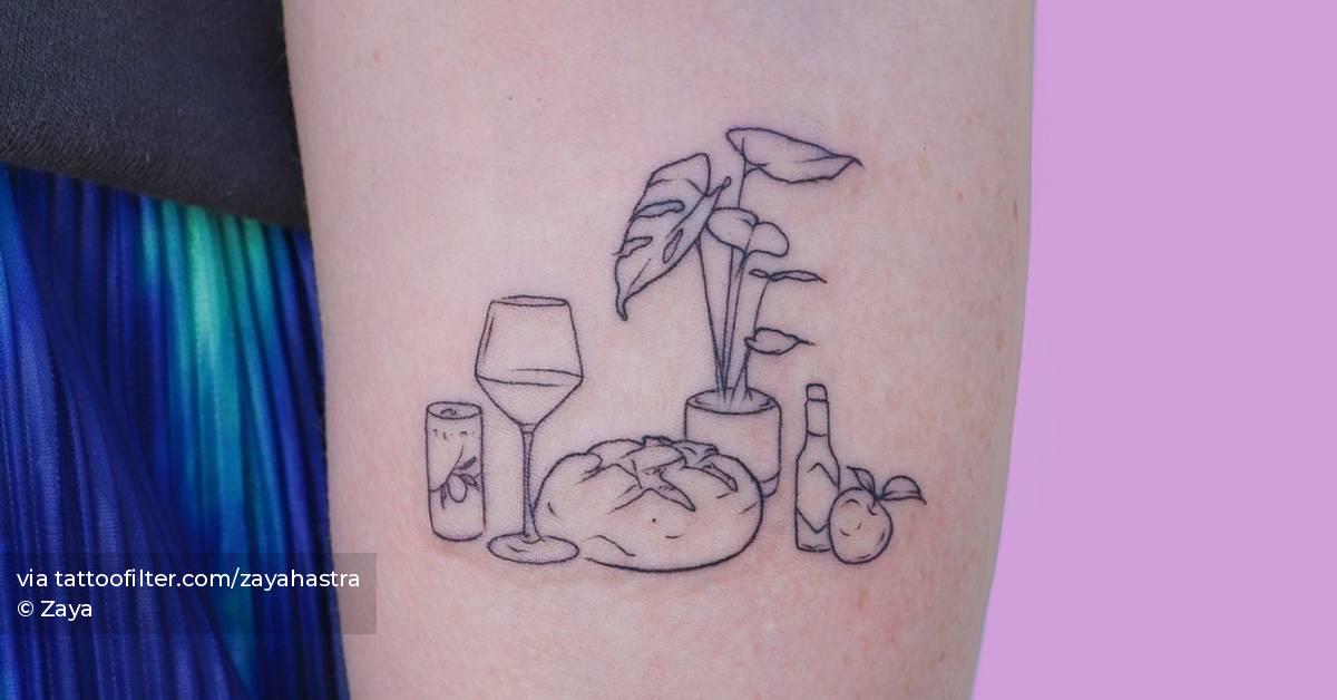 Fine line still life tattoo located on the inner
