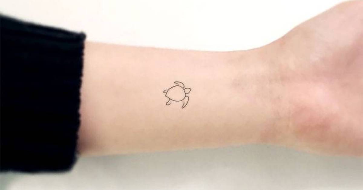Fine line turtle temporary tattoo, get it here