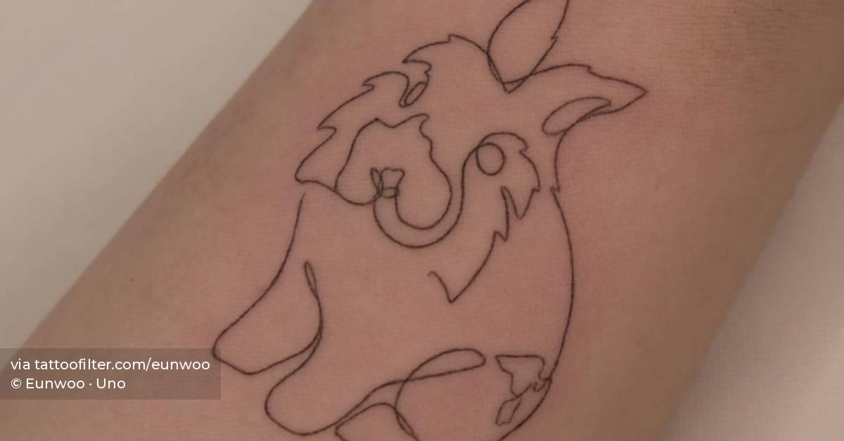 One line rabbit tattoo done on the inner forearm.
