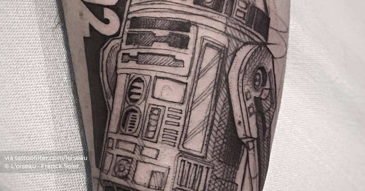 R2-D2 tattoo done on the inner forearm, sketch work