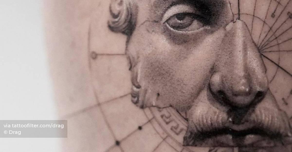Marcus Aurelius Tattoo on Alex Costa's Calf